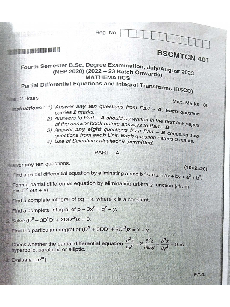 Maths 4th Semester QP | PDF