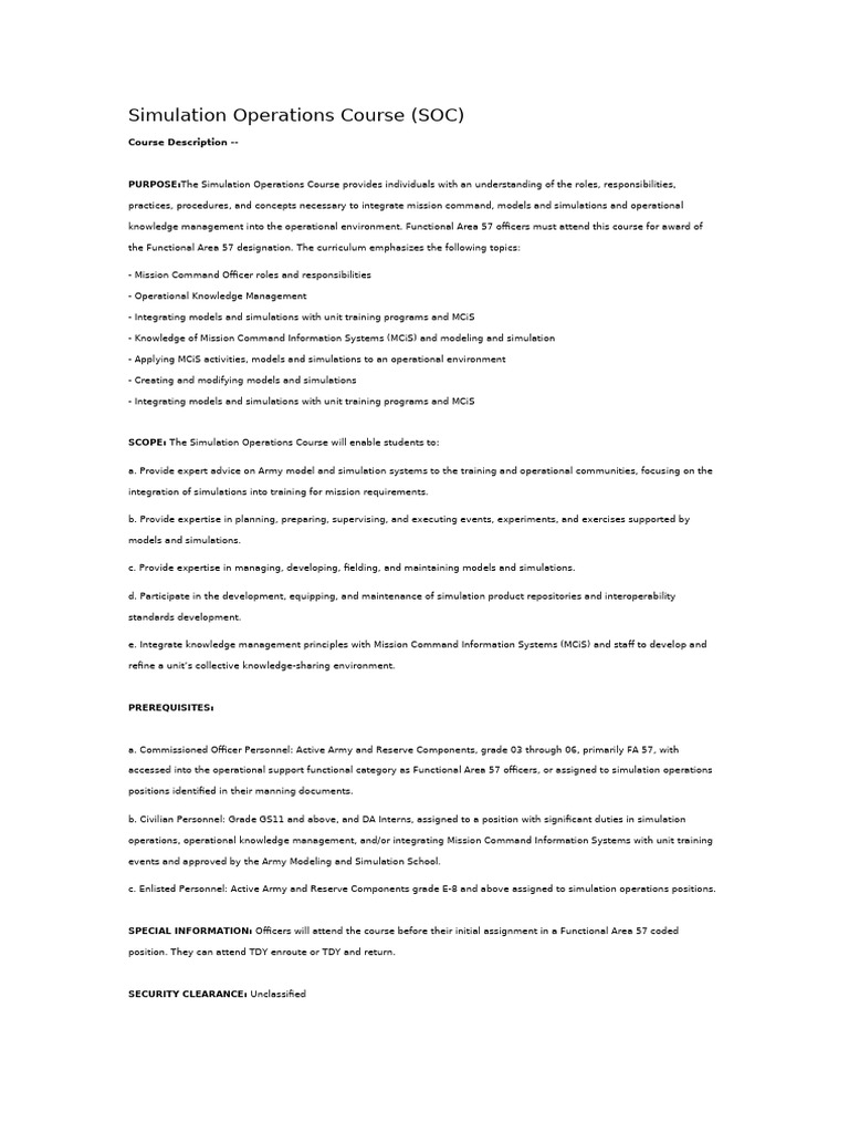 Simulation Operations Course | PDF | Simulation | Systems Engineering