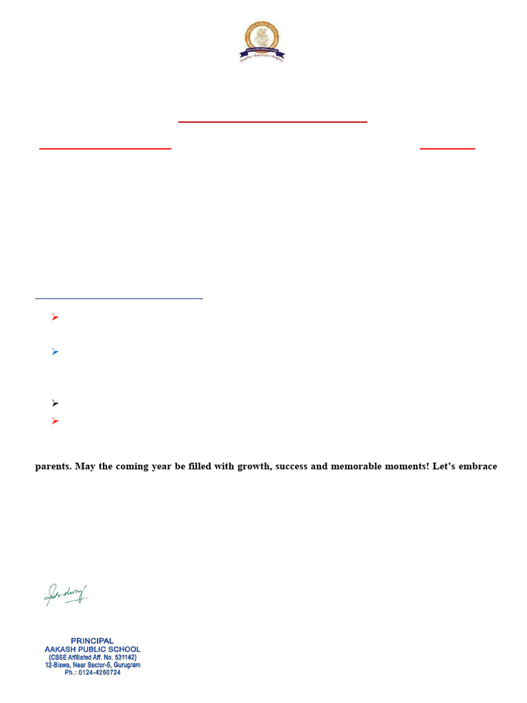 APS Winter Vacation Circular | PDF