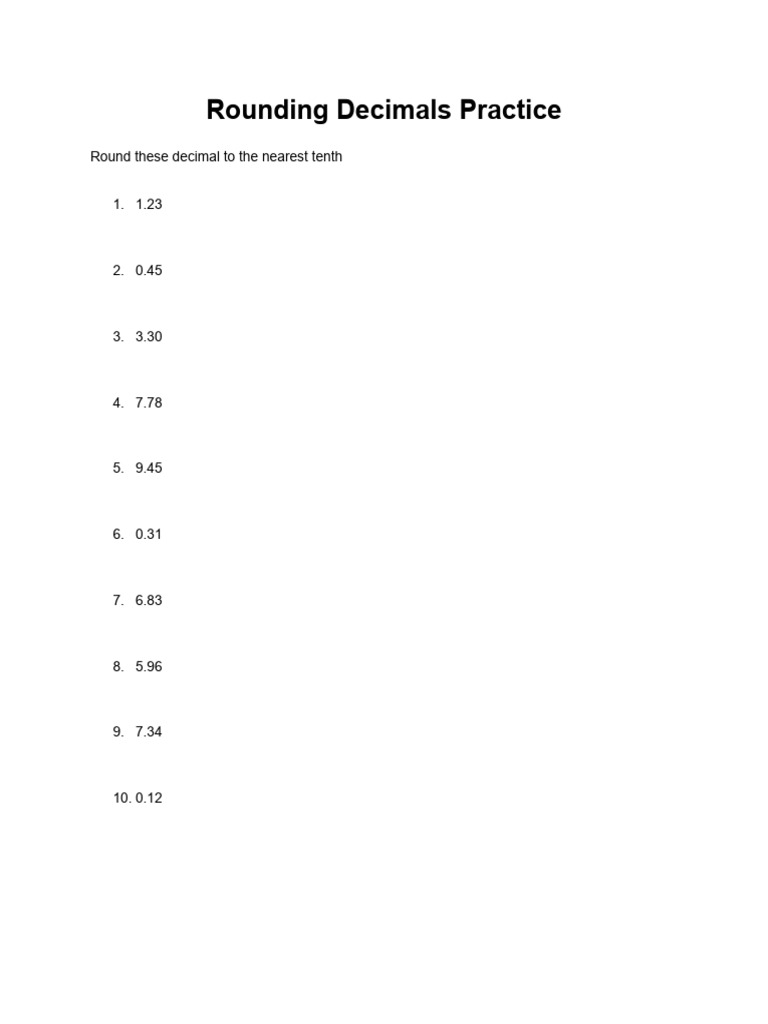 7.4 Rounding Decimals Practice | PDF