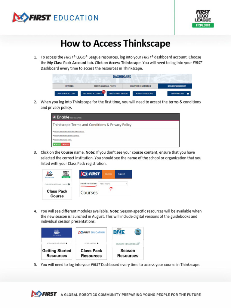 FLL Explore Submerged Classpack Thinkscape Instructions | PDF