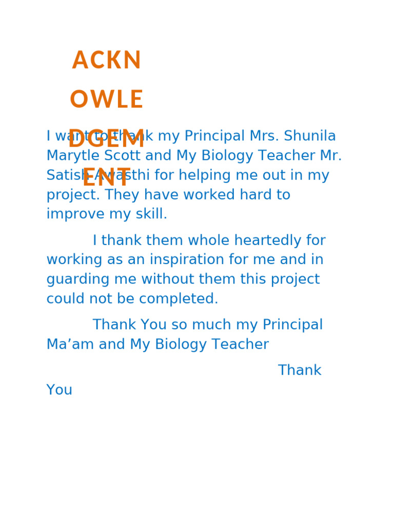 I Want to Thank My Principal Mrs | PDF