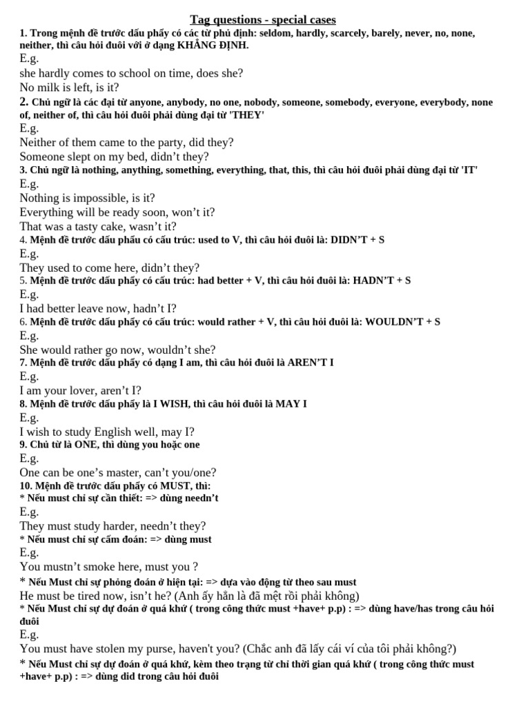 Tag Questions - Docx Special Cases | PDF