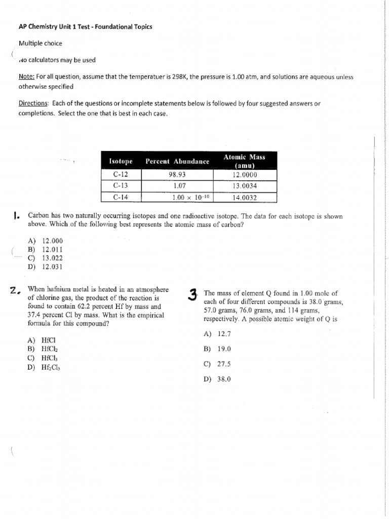 Test - Unit 1 - MC FR Allan | PDF