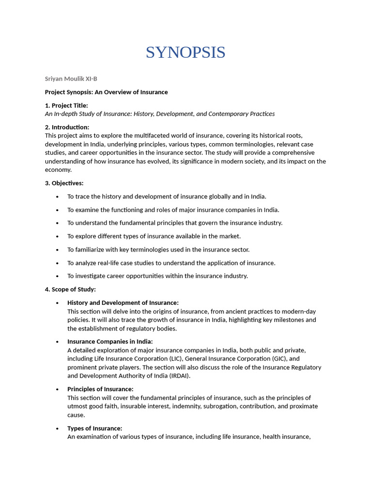 BST Project Sriyan Moulik | PDF | Insurance | Life Insurance