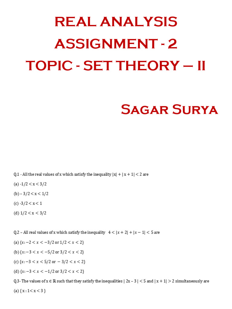 2.2.1 PST Real Analysis - Assignment 2 | PDF | Logic | Mathematics