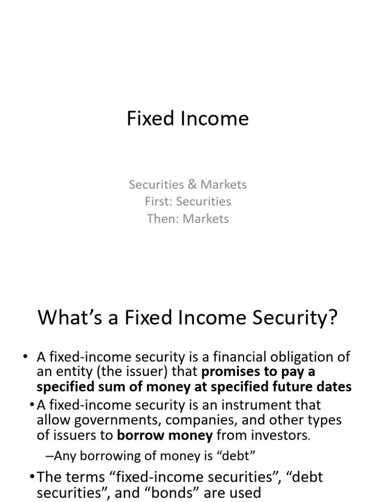 Understanding Fixed Income Securities | PDF | Bonds (Finance ...