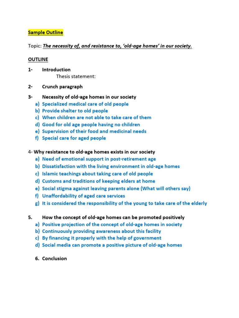 Old-Age Homes - Step 3 To 4 (For Outline) | PDF | Elderly Care | Caregiver