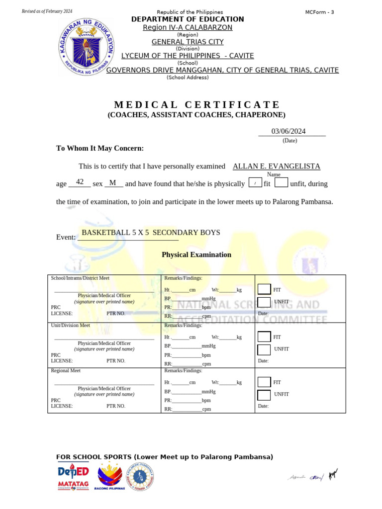 Medical-for-Coaches-Asst-Coaches-Chaperones_v2024 | PDF | Public Services | Social Programs