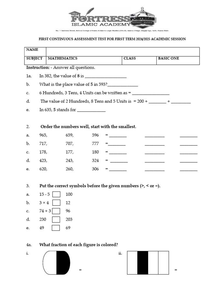 LKG Mathematics Assessment Paper | PDF