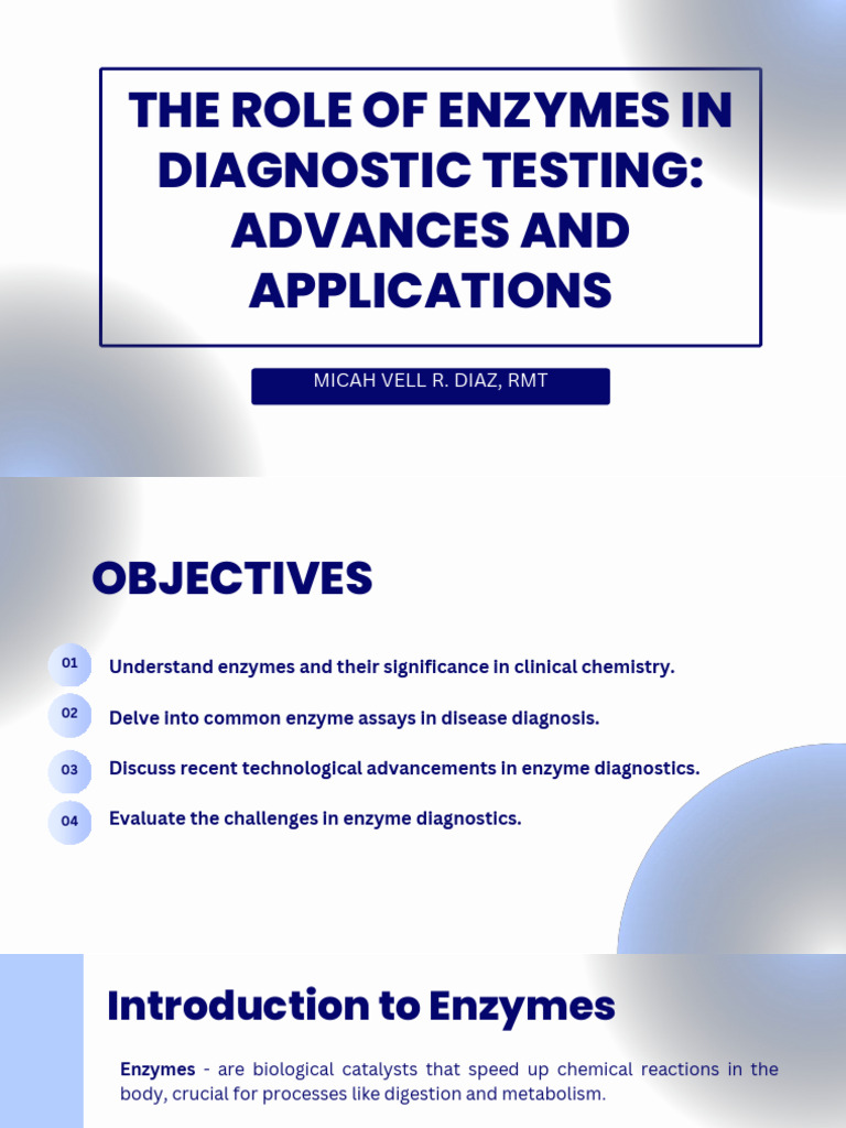 ROLE OF ENZYMES IN DIAGNOSTIC TESTING_MVRDIAZ | PDF | Biosensor ...