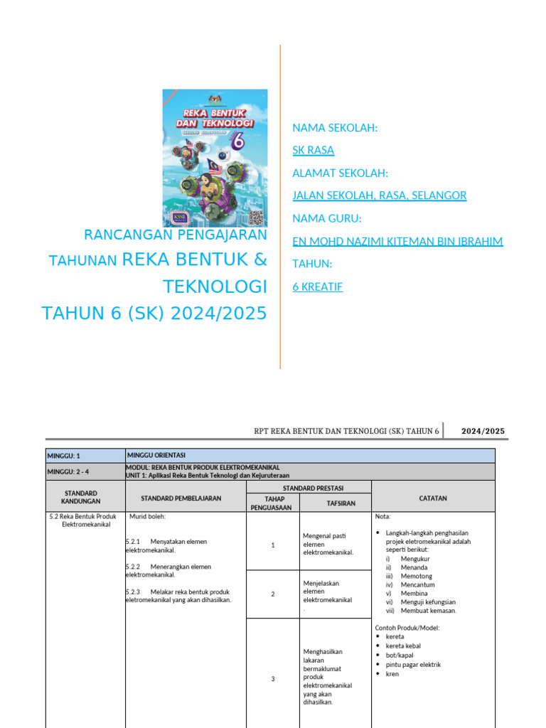 RPT RBT THN 6 (SK) 2024-2025 | PDF
