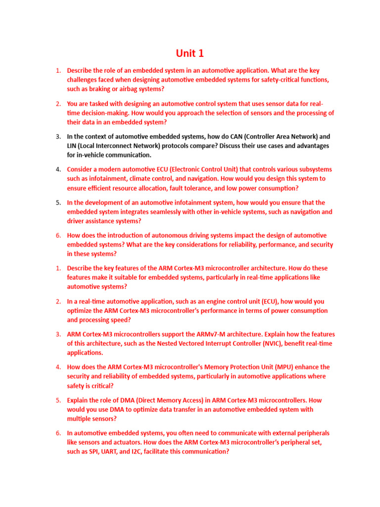 AESD_KPIT_SEE Imp Qns 2024-25_students for Classroom | PDF | Embedded System | Microcontroller