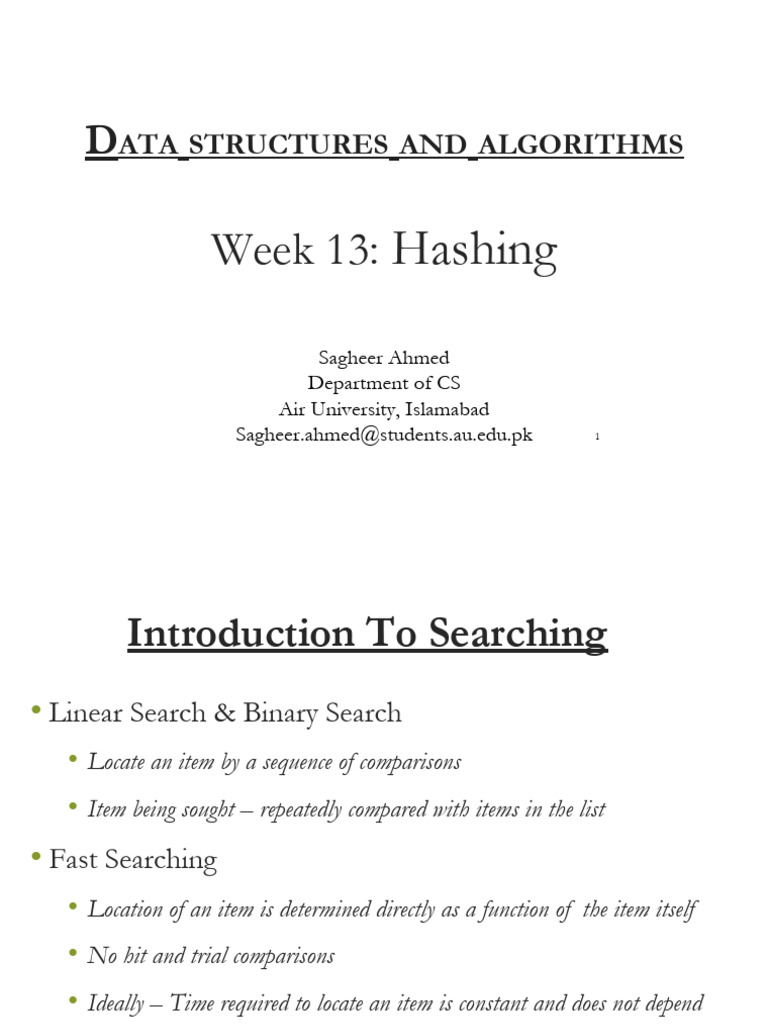 Hashing Pdf Time Complexity Integer Computer Science 8186