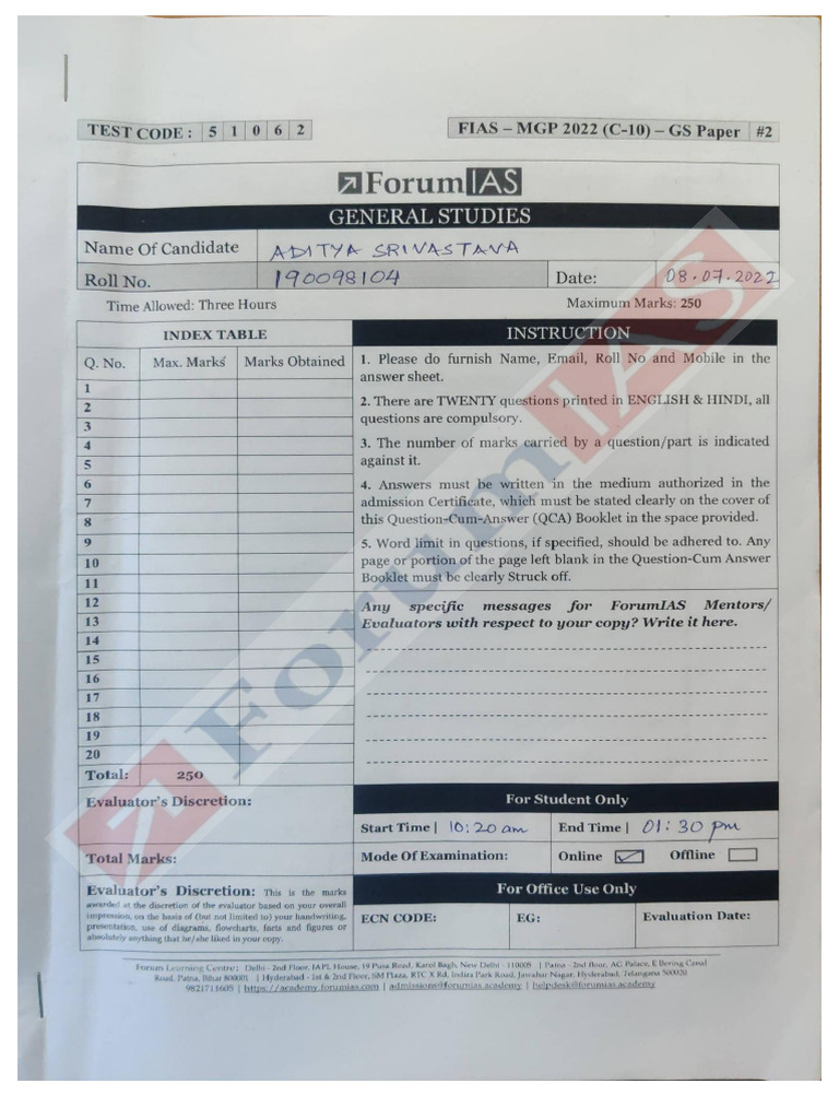 Aditya-Srivastava-Rank-1-UPSC-Topper-MGP-Sample-Copy-2.pdf-2 | PDF