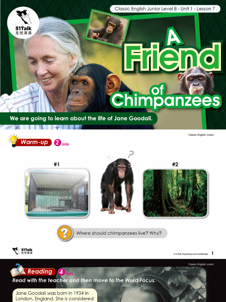 Lesson 7 A Friend of Chimpanzees | PDF