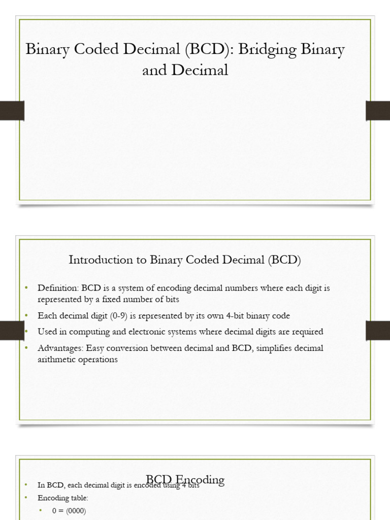 Binary Coded Decimal BCD - Bridging Binary and Decimal | PDF