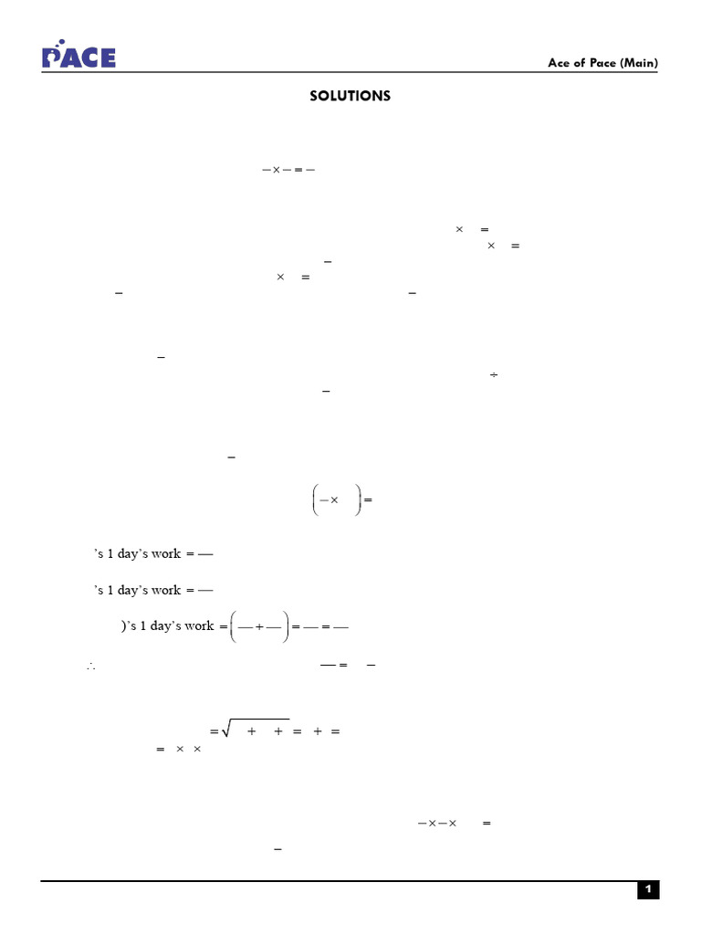 Ace of Pace (Main) Solution | PDF | Division (Mathematics) | Elementary ...