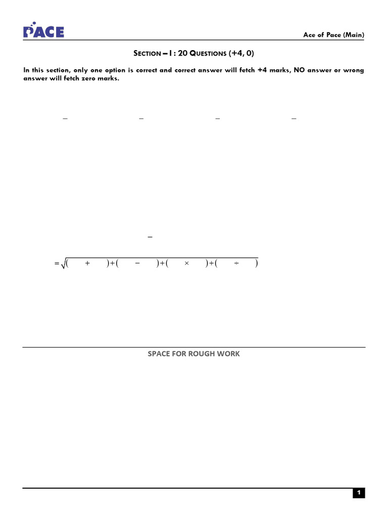 Ace of Pace (Main) QP | PDF | Mathematical Concepts | Elementary ...