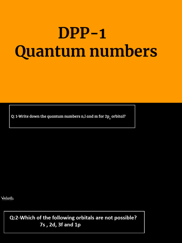 Dpp 1 Quantum Numbers Pdf Atomic Orbital Electron
