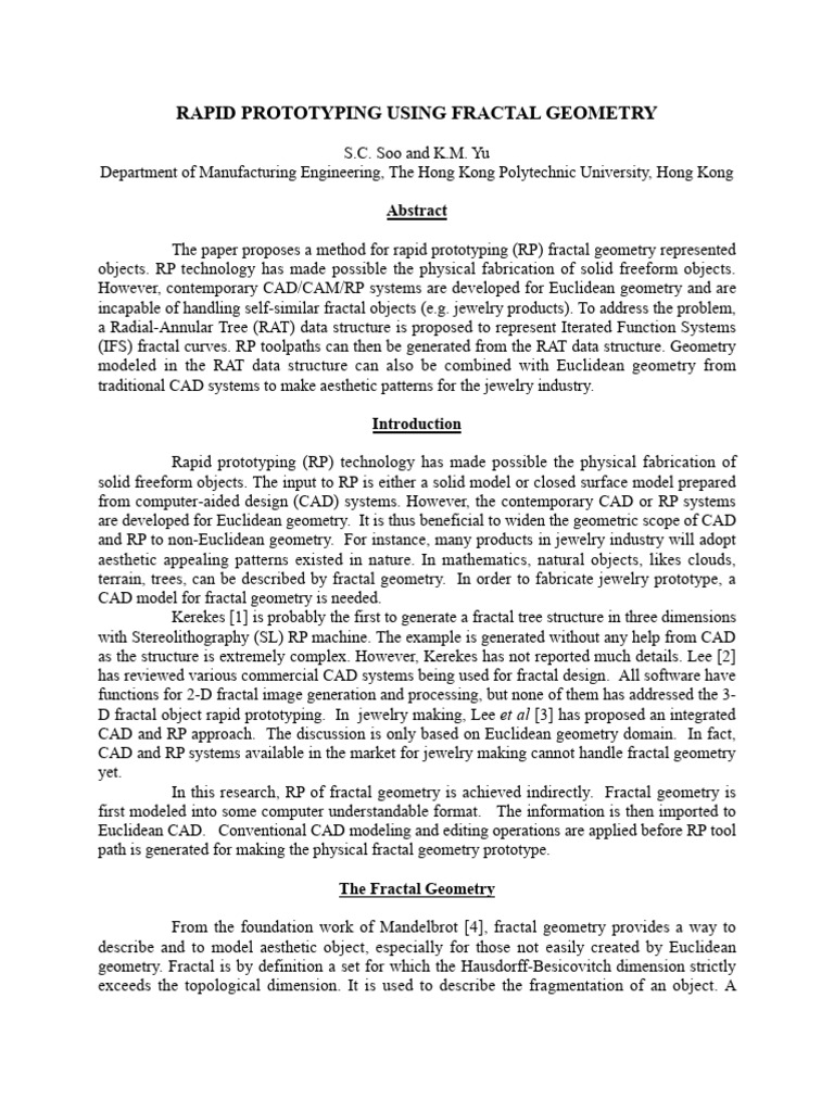 01 - Rapid Prototyping Using Fractal Geometry | PDF | Fractal | Geometry
