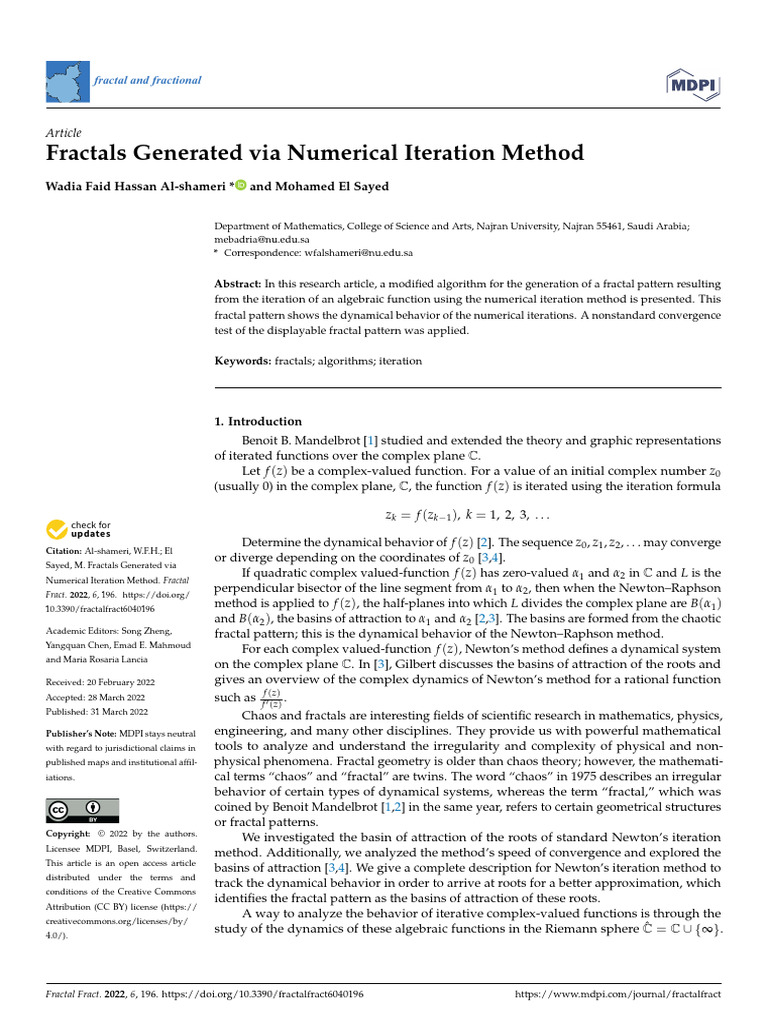 10- Fractals Generated via Numerical Iteration Method | PDF | Chaos Theory | Fractal