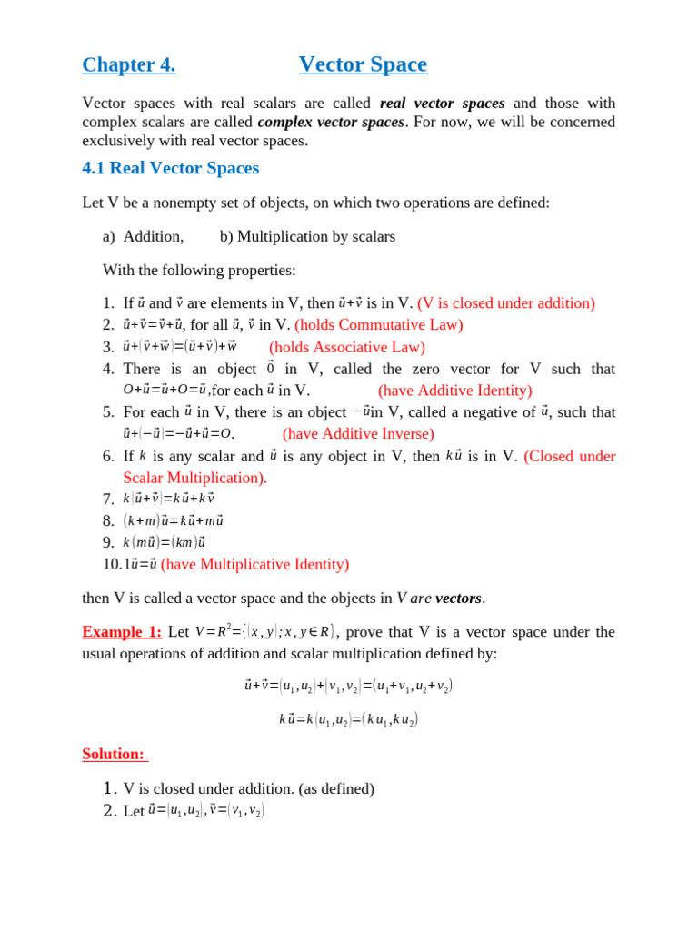 9. Vector Spaces | PDF | Vector Space | Scalar (Mathematics)