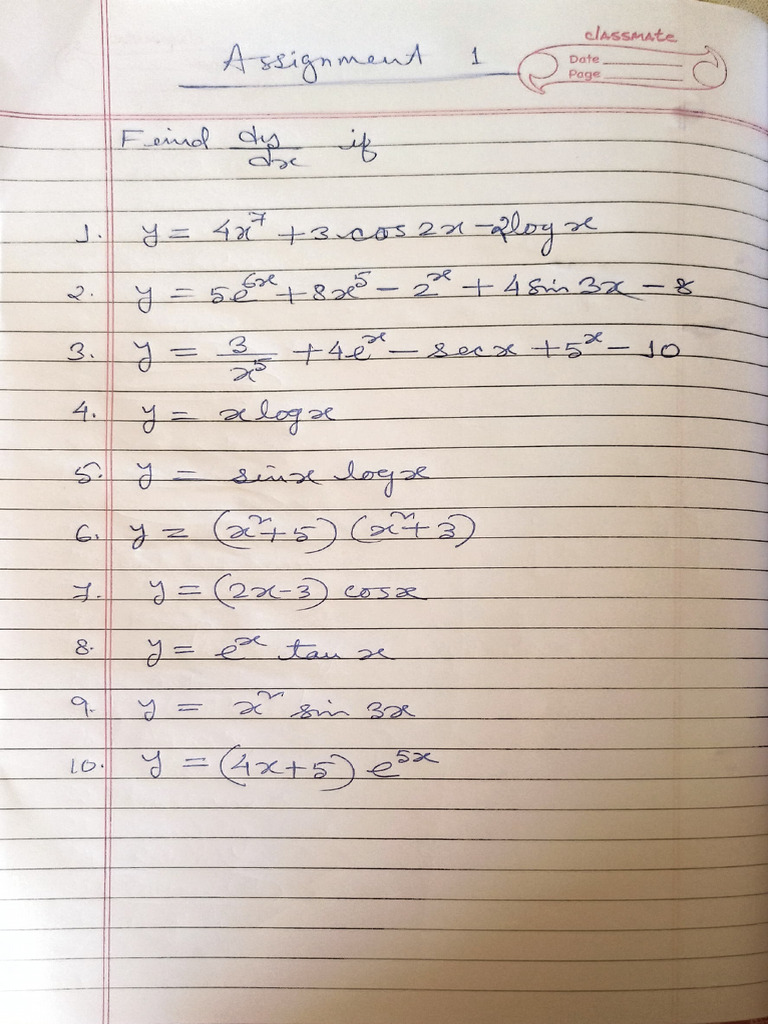 Assignment 1 Differenrial Calculus | PDF