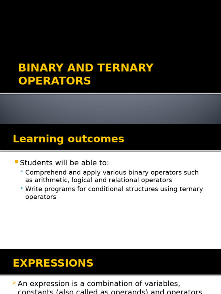 PSPC Lecture 5,6 - Binary and Ternary Operators | PDF | Arithmetic | Mathematics