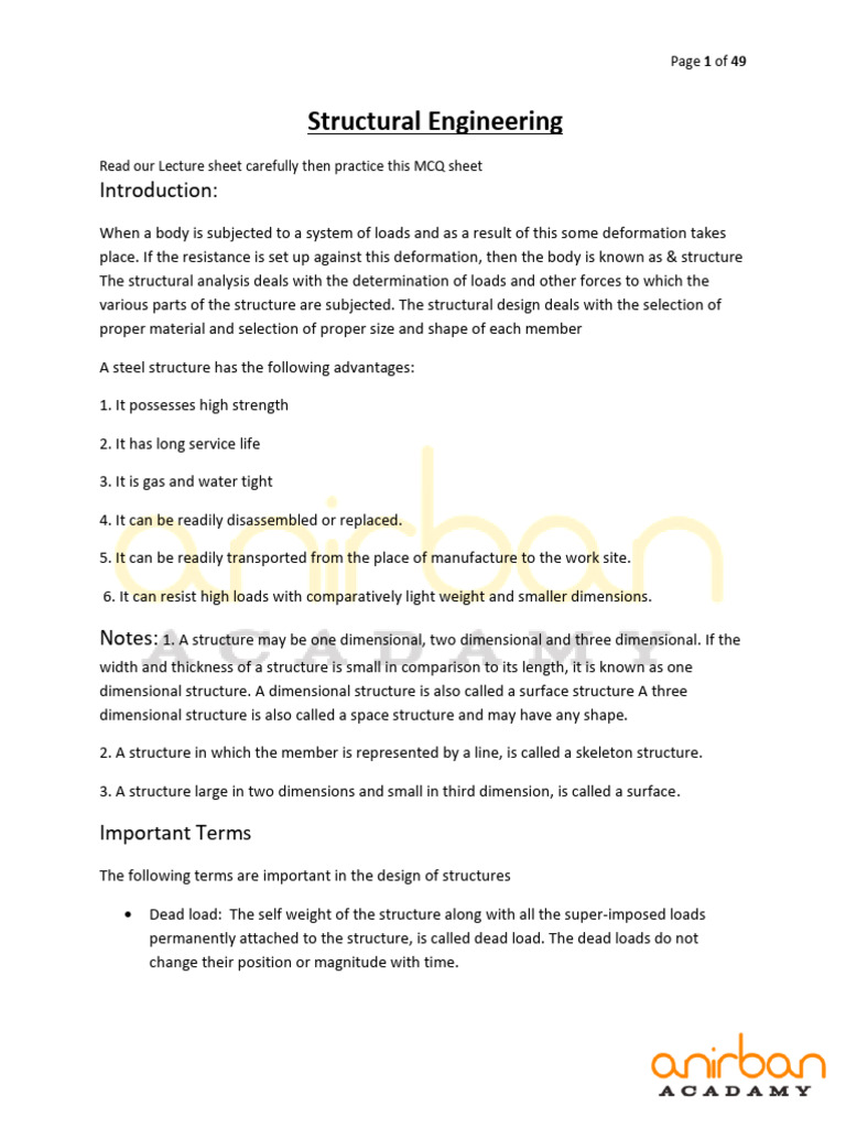 Structural Engineering MCQ Guide | PDF | Bending | Beam (Structure)