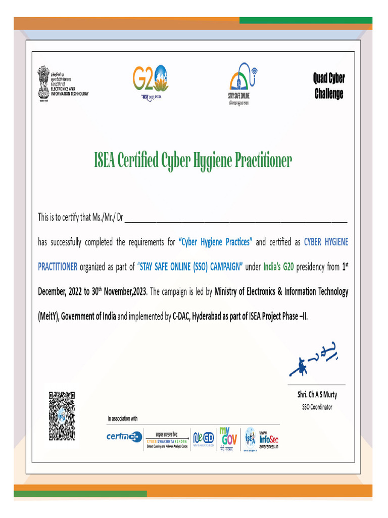 ISEA Digital Certificate | PDF