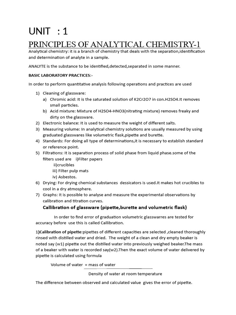 Analytical Chemistry Lab Practices Guide | PDF | Accuracy And Precision ...