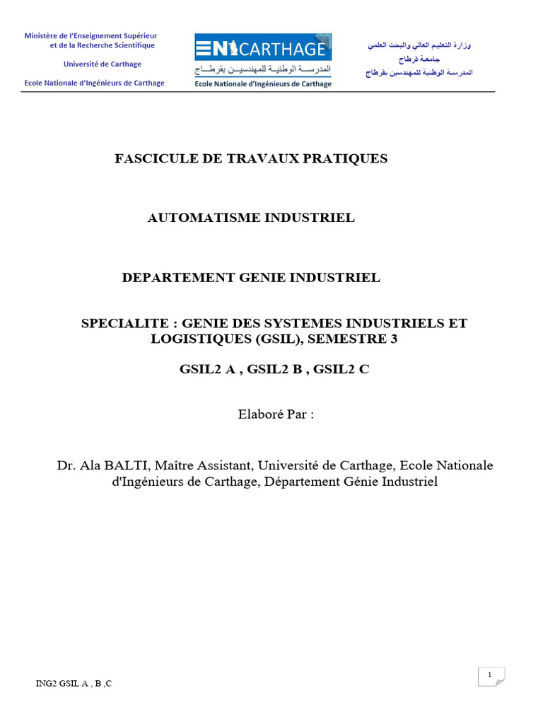 Travaux Pratiques en Automatisme Industriel | PDF | Programmation ...