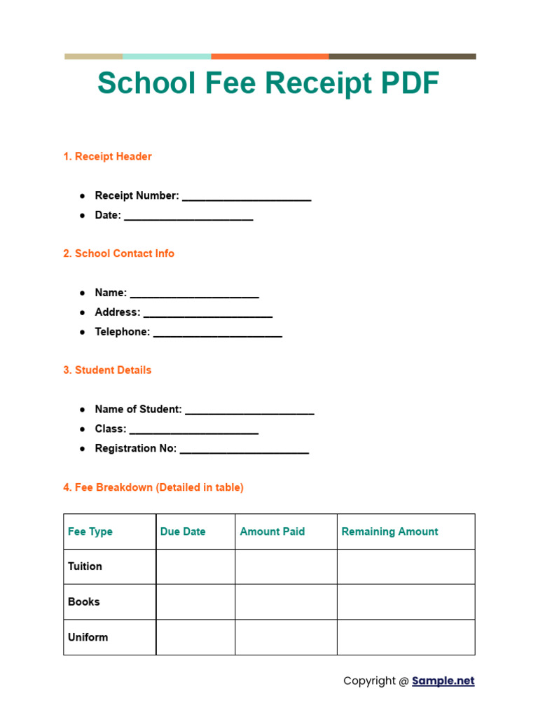 School Fee Receipt Template PDF | PDF