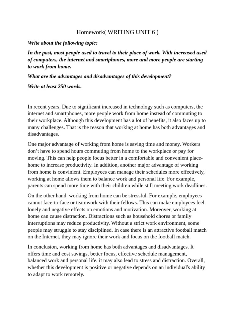 Homework UNIT 6 WRITING | PDF