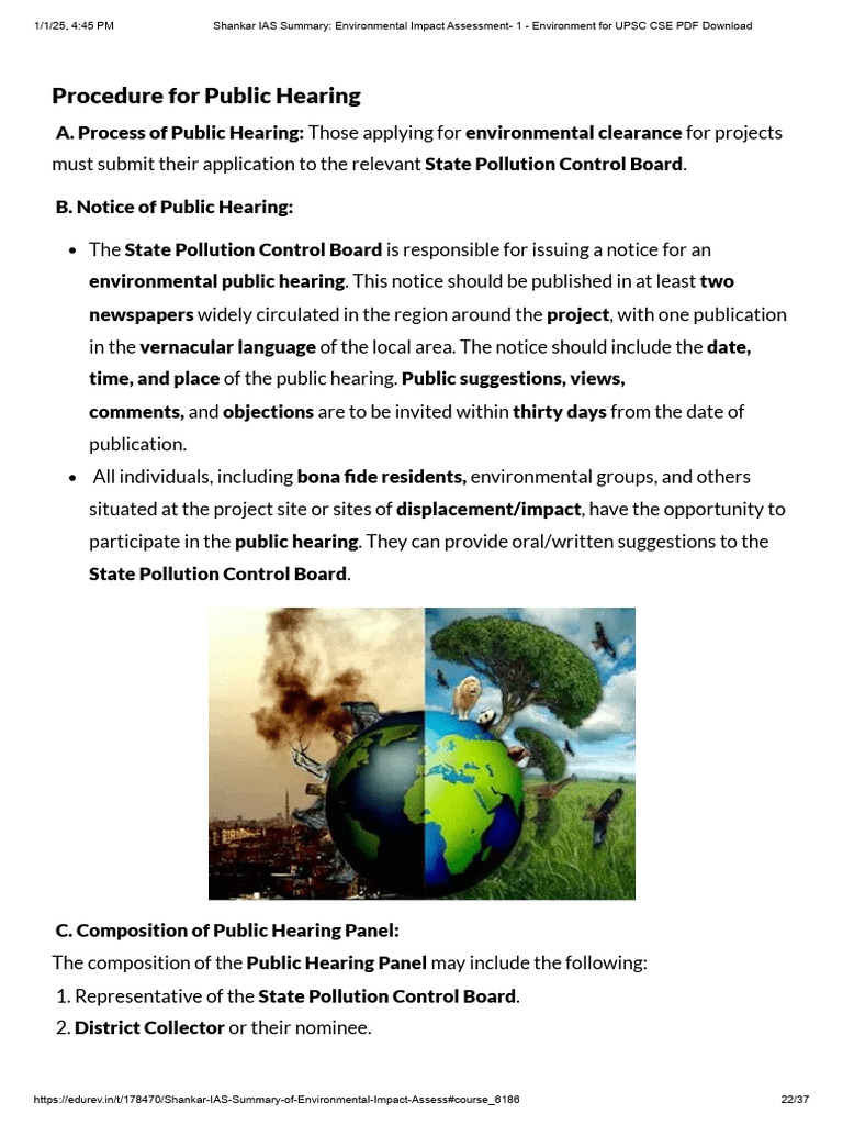 Shankar IAS Summary - Environmental Impact Assessment - 1 - Environment For UPSC CSE PDF ...