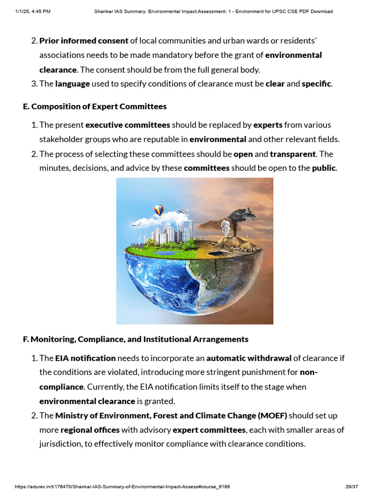 Shankar IAS Summary - Environmental Impact Assessment - 1 - Environment For UPSC CSE PDF ...