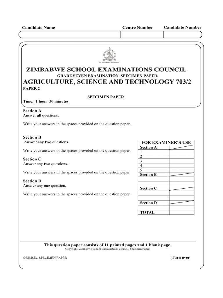 Agric Science and Tech 2024 Specimen 1 070632 | PDF | Agriculture ...