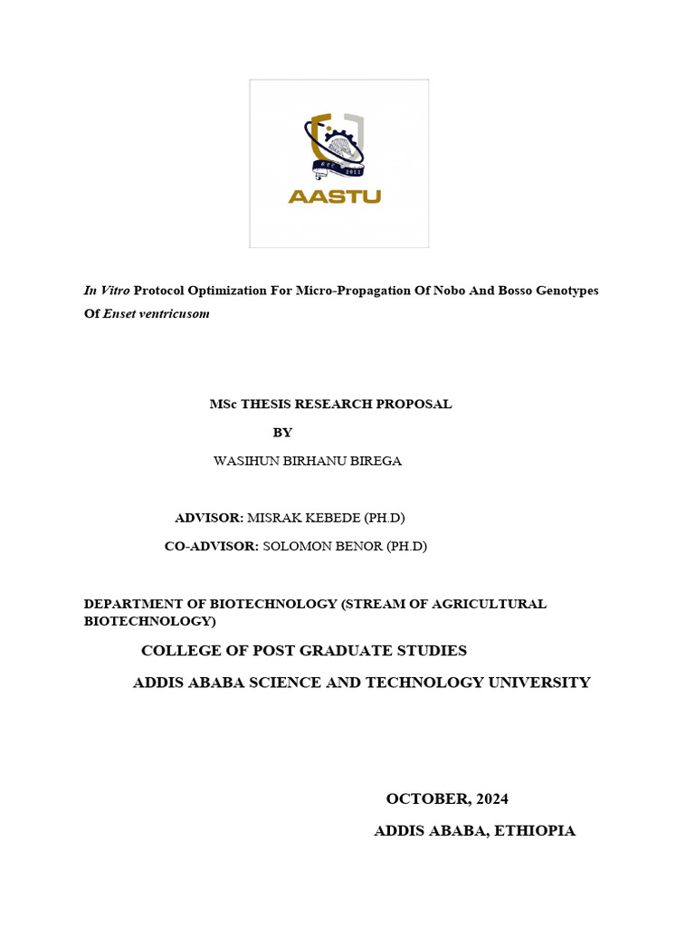 MSC Thesis Research Proposal | PDF | Banana | Auxin