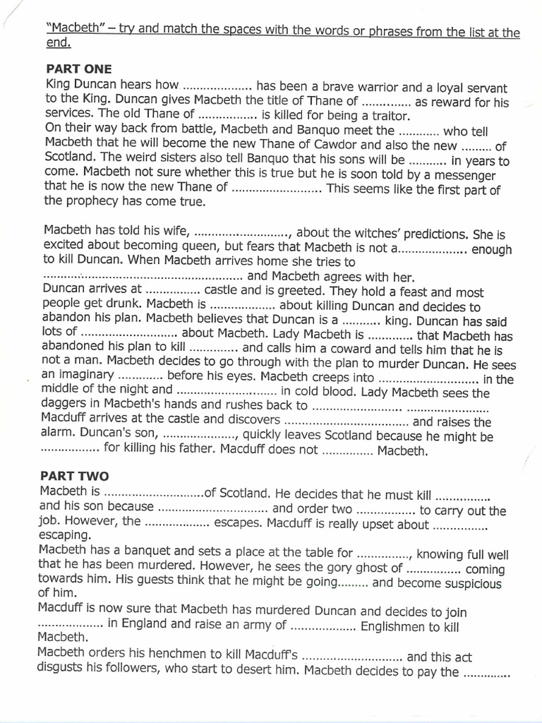 Macbeth ESL Task | PDF