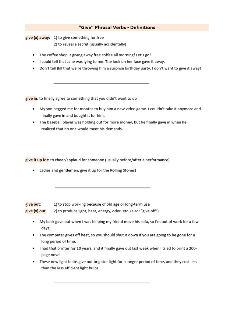 give phrasal verbs | PDF