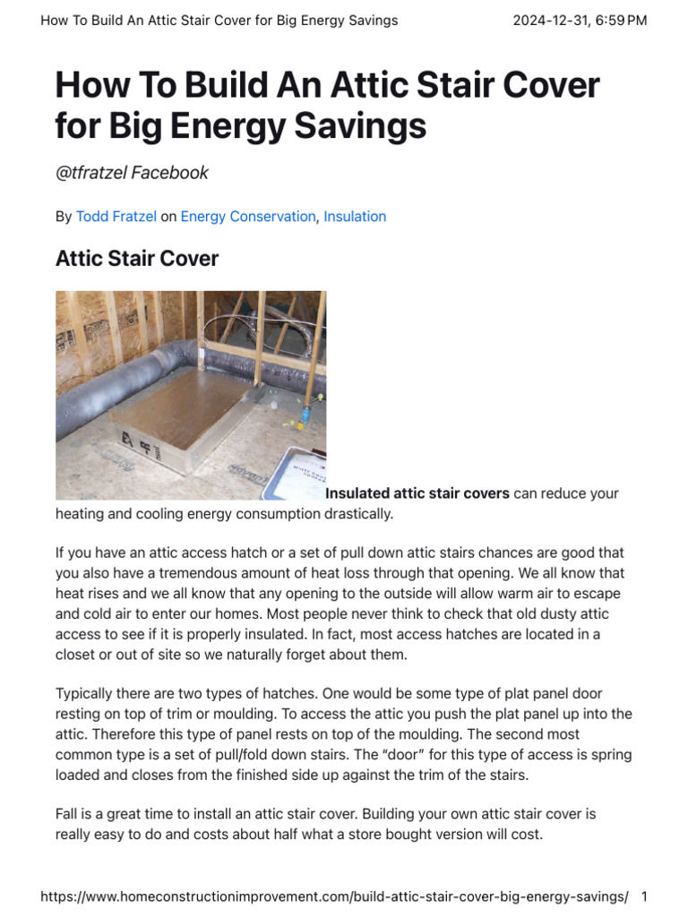 DIY Attic Stair Cover for Energy Savings | PDF | Building Insulation ...