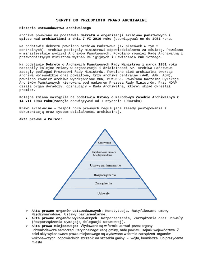 Skrypt - Prawo archiwalne | PDF