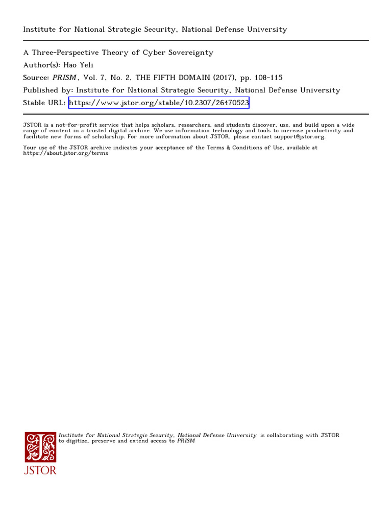 Yeli ThreePerspectiveTheoryCyber 2017 | PDF | Sovereignty | Governance