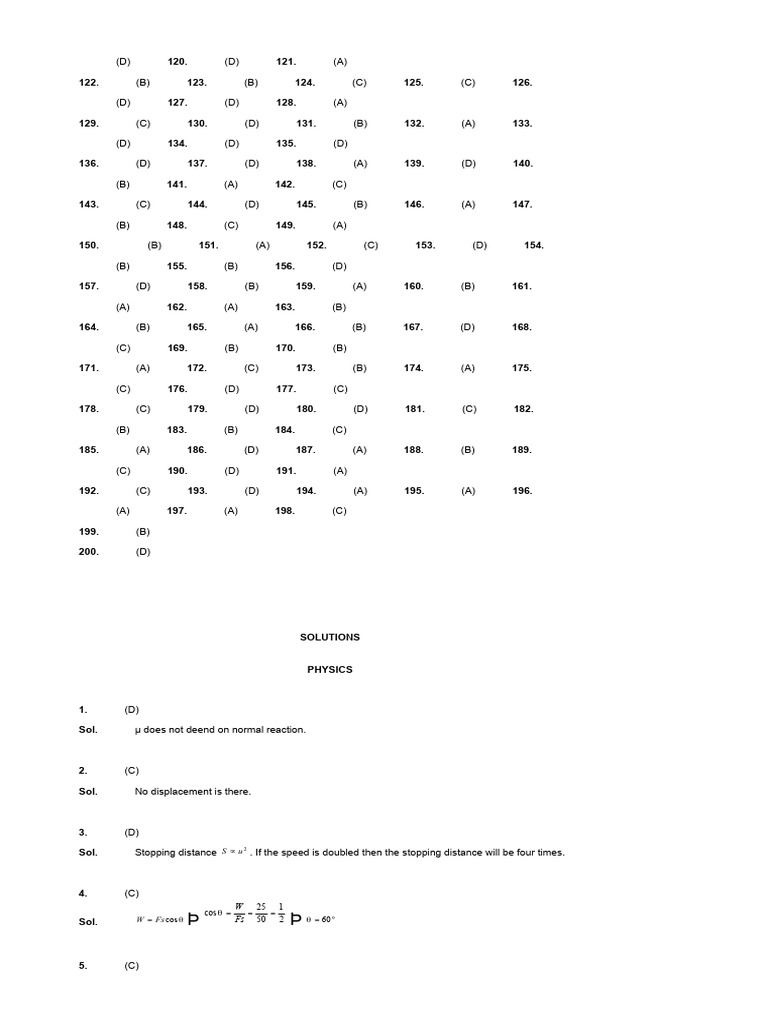 Part Test-2 (Neet Xi) Solution | PDF | Torque | Applied And ...