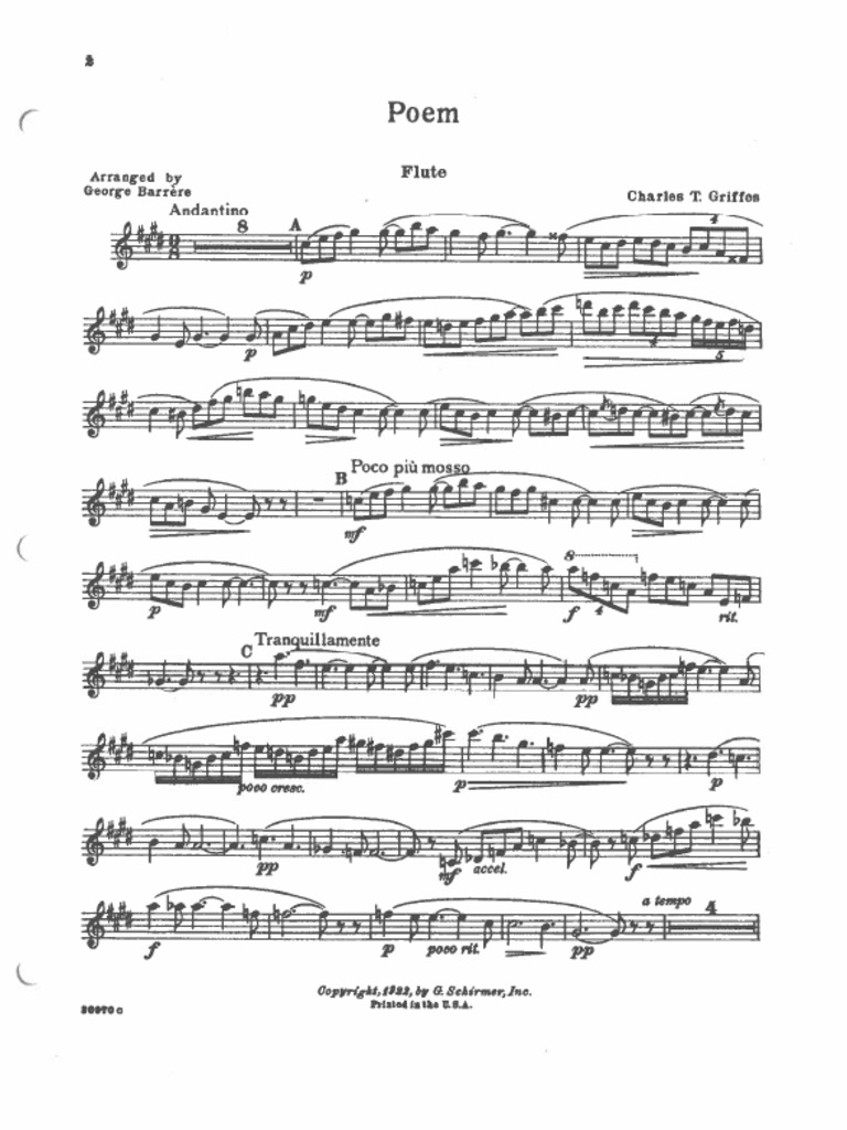 Griffes - Poem Solo Flute | PDF