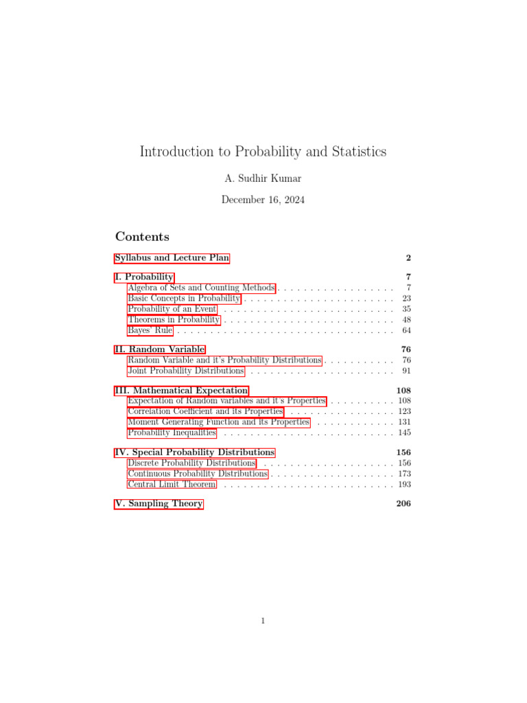 Probability & Statistics Course Guide | PDF | Set (Mathematics) | Probability Distribution