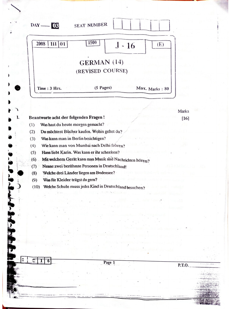German Board Exam Paper From 2008 to 2023 | PDF