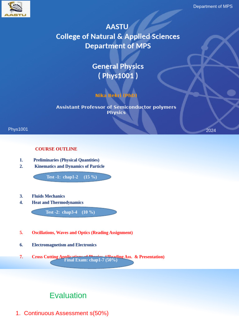 General Physics Course Outline 2024 | PDF | Euclidean Vector | Measurement