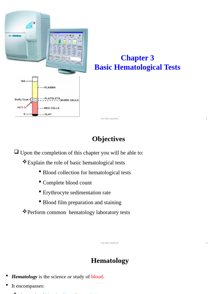 Chapte 3 Basic Hematological Tests | PDF | White Blood Cell | Anemia